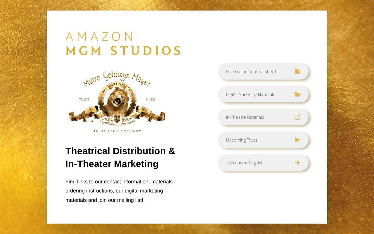Amazon MGM Studios Distribution Landing Page